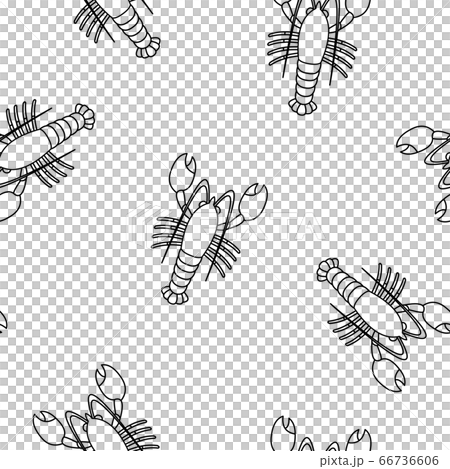 Lobster seamless pattern line drawing - Stock Illustration [66736606 ...