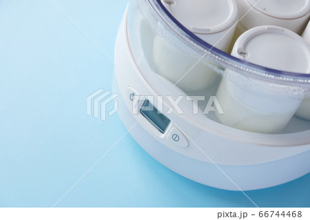 Fermented yogurt in yogurt machine on blueの写真素材 [66744468] - PIXTA