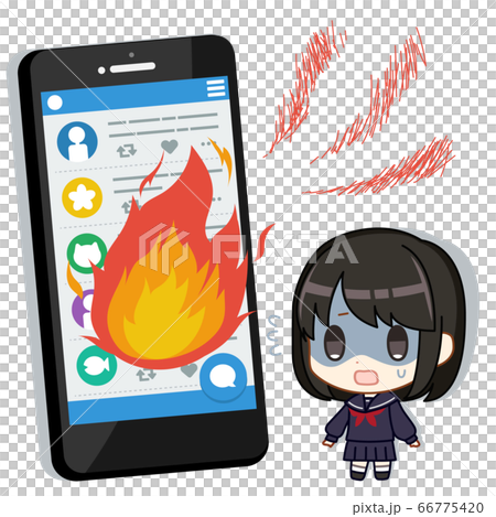 Smartphone, sns, female student - Stock Illustration [66775420] - PIXTA