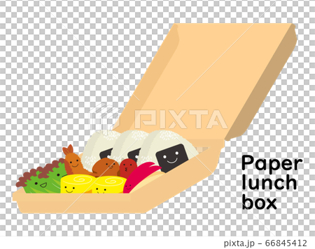 Takeout in paper lunch box with face - Stock Illustration [66845412 ...