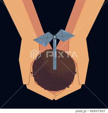 Two hands holding mechanical sprout , sapling...のイラスト素材 [66847897] - PIXTA
