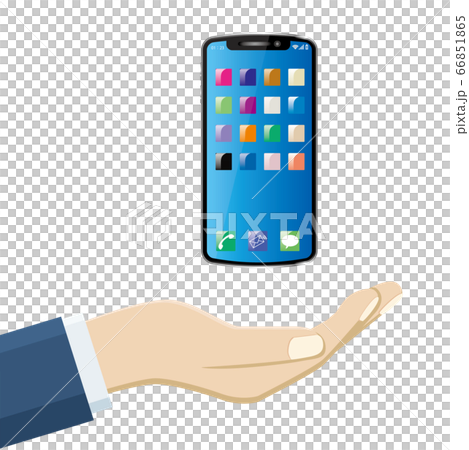 Illustration of a smartphone floating on the... - Stock Illustration ...