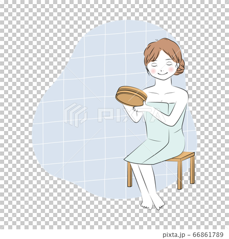 Illustration of a woman washing her body in the... - Stock Illustration ...