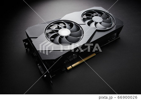 modern black computer video card on a blackの写真素材 [66900026] - PIXTA