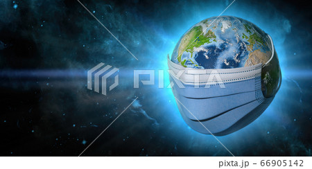 Planet earth with a face medical mask. Worldのイラスト素材 [66905142] - PIXTA