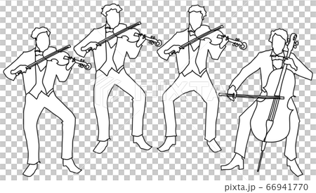 String quartet line drawing - Stock Illustration [66941770] - PIXTA