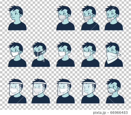 Illustration of a boy putting on masks of... - Stock Illustration ...