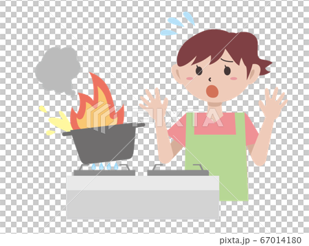 Kitchen fire illustration - Stock Illustration [67014180] - PIXTA