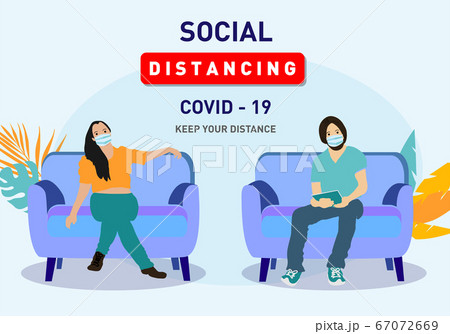 Social concept of distance people keep their...のイラスト素材 [67072669] - PIXTA