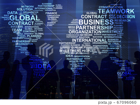 Global economy. Collage with world map composed...の写真素材 [67096060] - PIXTA
