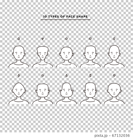 10 different face shapes vector icons - Stock Illustration [67132036 ...