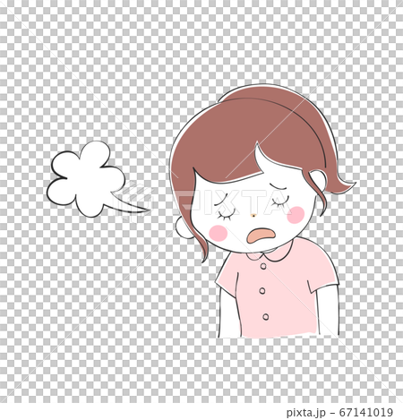 Sighing variations on young woman's facial... - Stock Illustration ...