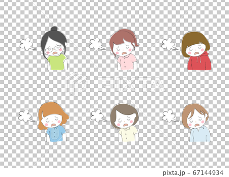 Sighing variations on young woman's facial... - Stock Illustration ...