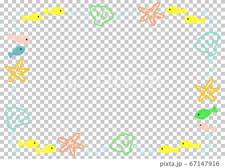 Sea creatures cute frame - Stock Illustration [67147916] - PIXTA
