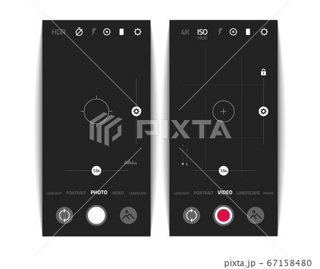 Camera UI. Mobile phone application with photo...のイラスト素材 [67158480] - PIXTA