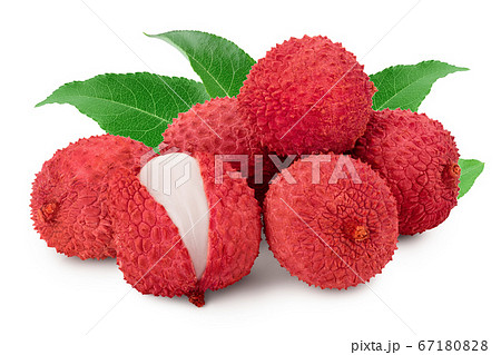 lychee fruit isolated on white background with...の写真素材 [67180828] - PIXTA