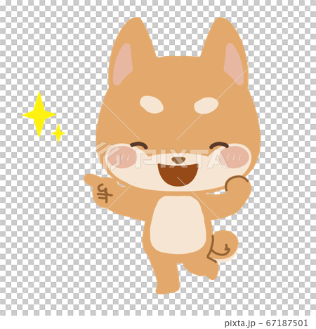 Shiba Inu-kun pointing with a smile - Stock Illustration [67187501] - PIXTA