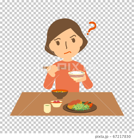 A woman who feels that the food is not delicious - Stock Illustration ...