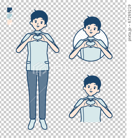simple nurse man_love-mark-hand-signのイラスト素材 [67269219] - PIXTA