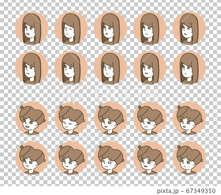 Two people profile icons (brown) facial... - Stock Illustration ...