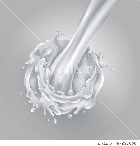 Stream of pouring milk on a gray backgroundのイラスト素材 [67352000] - PIXTA