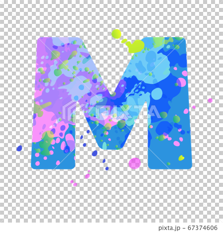 Bold letter M with effect of liquid spots of... - Stock Illustration ...
