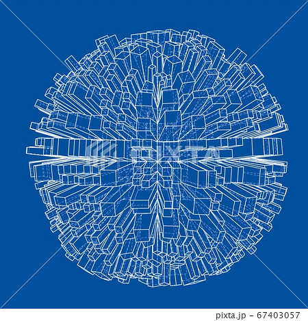 Abstract 3d Sphere with City, Blueprint Styleのイラスト素材 [67403057] - PIXTA