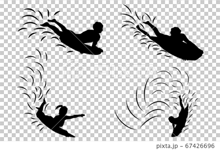 Water sports silhouette body board - Stock Illustration [67426696] - PIXTA