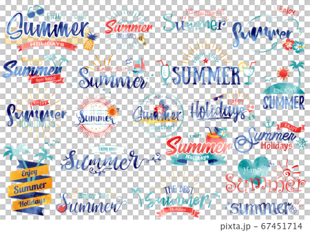 Tropical summer title letter watercolor style - Stock Illustration ...
