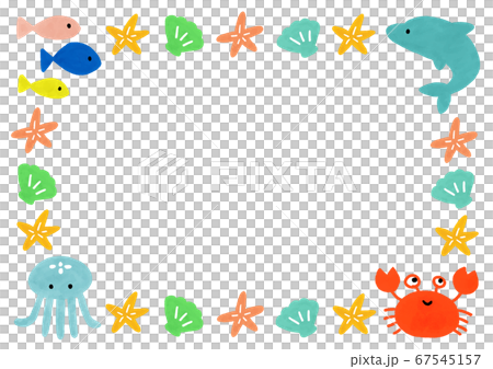 Cute sea creatures frame - Stock Illustration [67545157] - PIXTA
