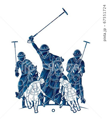 Horses Polo players action cartoon cartoon...のイラスト素材 [67551724] - PIXTA