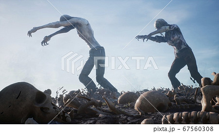 Zombies walk and crawl forward on human bones...のイラスト素材 [67560308] - PIXTA