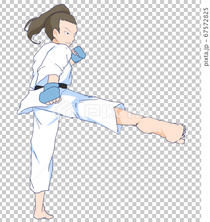 A woman giving a low kick - Stock Illustration [67572825] - PIXTA