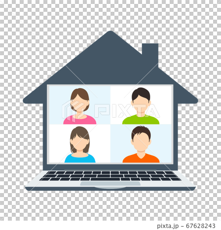 Telework icon, web conference home screen - Stock Illustration ...