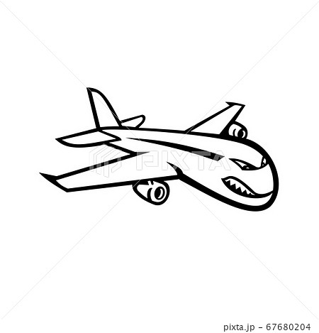 Angry Jumbo Jet Plane Flying Mascot Black andのイラスト素材 [67680204] - PIXTA