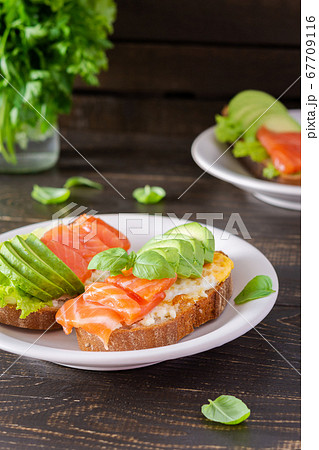Sandwiches with red fish for breakfastの写真素材 [67709116] - PIXTA