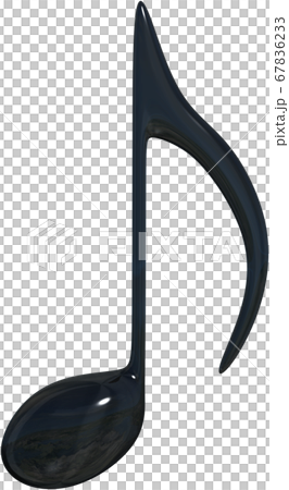 Three-dimensional, rounded note, black eighth... - Stock Illustration ...