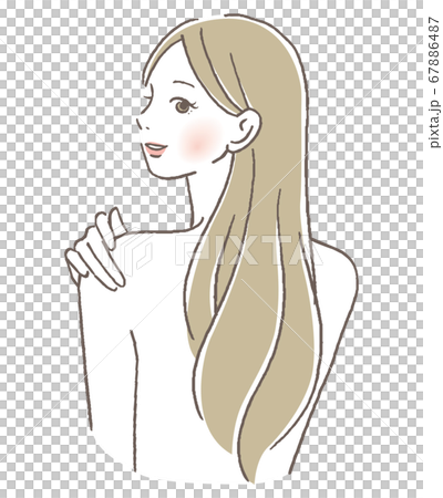 A woman putting her hand over her shoulder - Stock Illustration ...