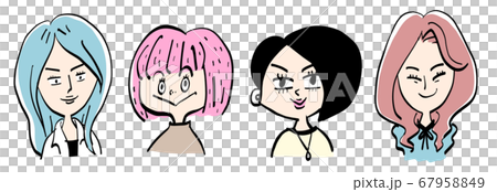 4 female characters - Stock Illustration [67958849] - PIXTA