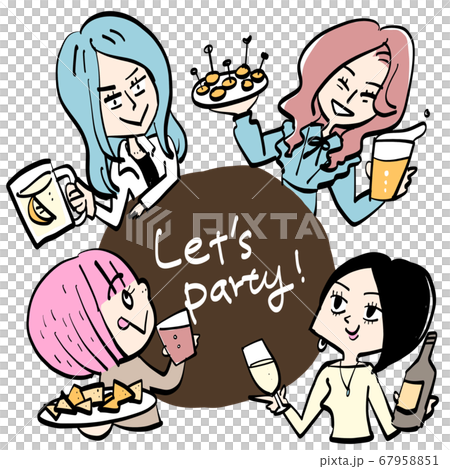 Party with 4 female characters - Stock Illustration [67958851] - PIXTA