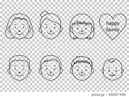 Set of 3 generation family face illustrations... - Stock Illustration ...
