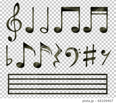 Color pencil hand-painted musical note set [black] - Stock Illustration ...