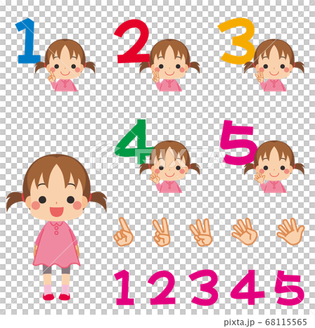 Little girl counting down the numbers 1 to 5 - Stock Illustration ...