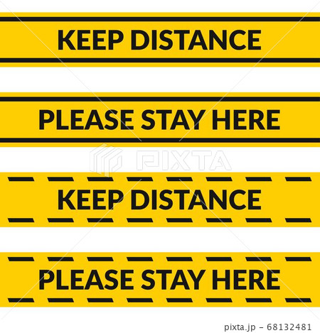 Keep distance yellow floor stripe. Please stayのイラスト素材 [68132481] - PIXTA