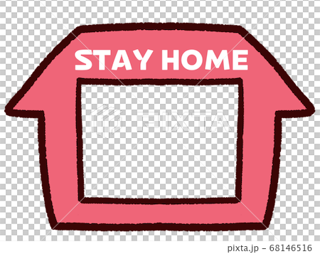 STAY HOME house frame pink - Stock Illustration [68146516] - PIXTA