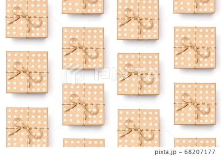 flat lay craft box isolated on white patternの写真素材 [68207177] - PIXTA