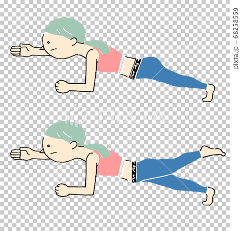 Muscle training (one hand, one foot plank) - Stock Illustration ...