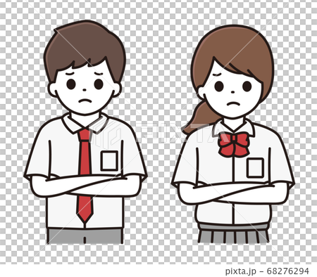 Male student Female student Arms folded... - Stock Illustration ...