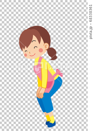 Young nursery woman crouching down and bending... - Stock Illustration ...