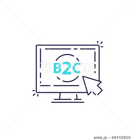 B2C, Business to consumer concept, line vectorのイラスト素材 [68450826] - PIXTA